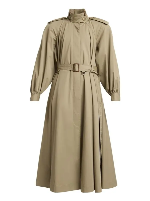 Chloé Long High-neck Belted Gabardine Trench Coat - Soften Brown