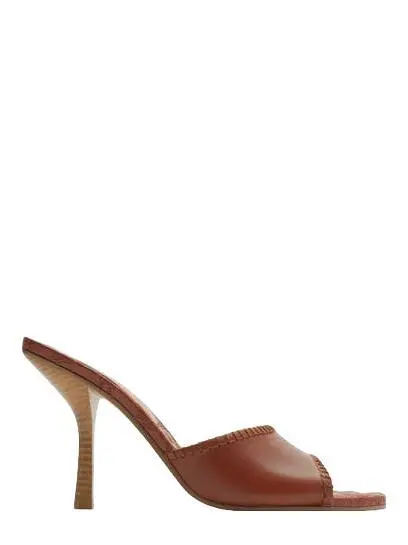 Burberry Leather Cabana Mules - Chestnut