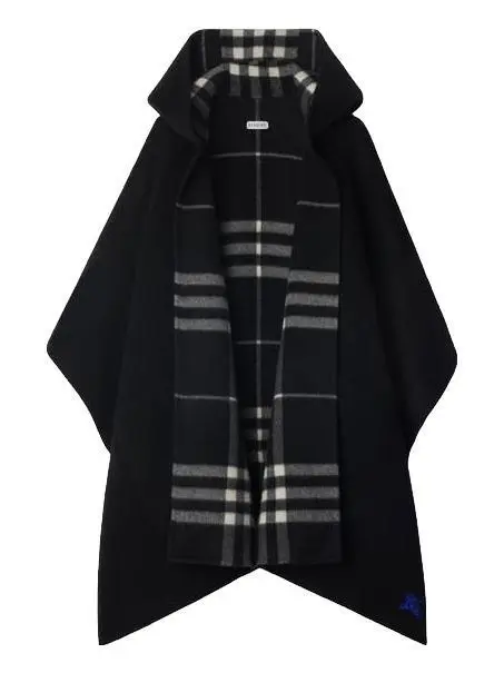 Burberry Reversible Check Cashmere Cape - Black/calico