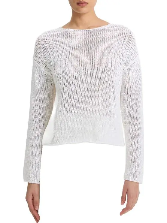 Vince Open Knit Boat Neck Sweater - Optic White