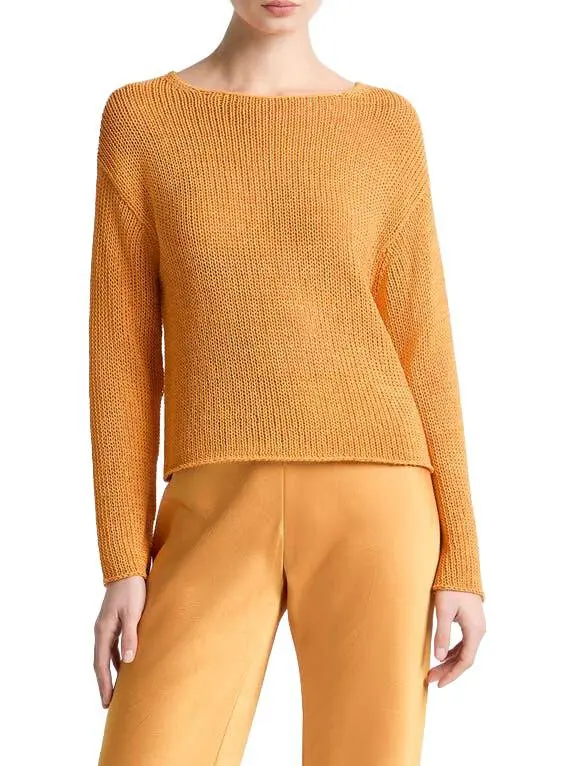 Vince Open Knit Boat Neck Sweater - Tangerine