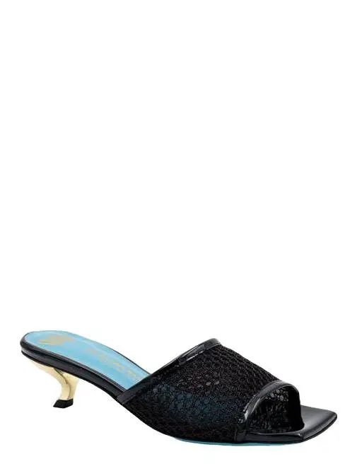 VALENTINA RANGONI Vesta Low Heel Mesh Slides - Black Nadina