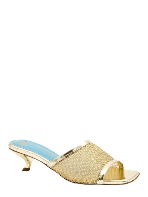 VALENTINA RANGONI Vesta Low Heel Mesh Slides - Gold Nadina
