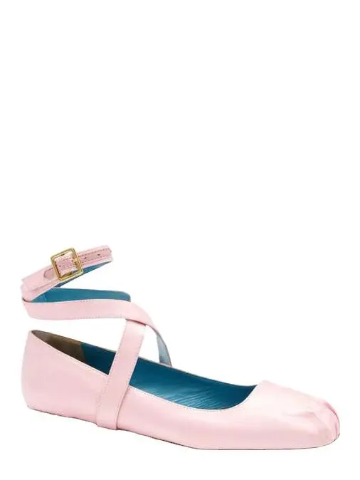 VALENTINA RANGONI Birba Ankle Strap Ballerina - Rosa Satin