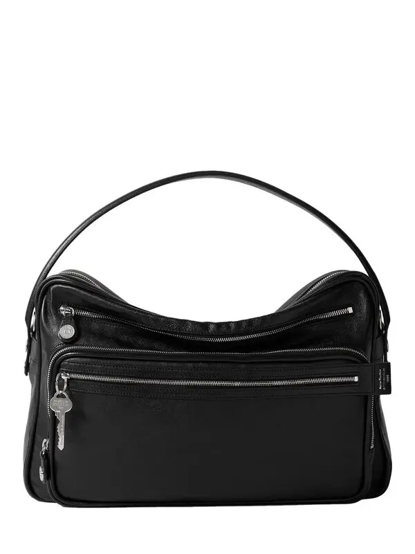 Acne Studios Camero Medium Embellished Textured-leather Tote - Black