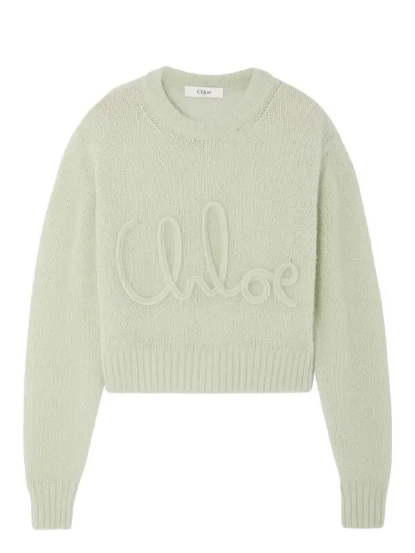 Chloé Embroidered Alpaca And Silk-blend Sweater - Green