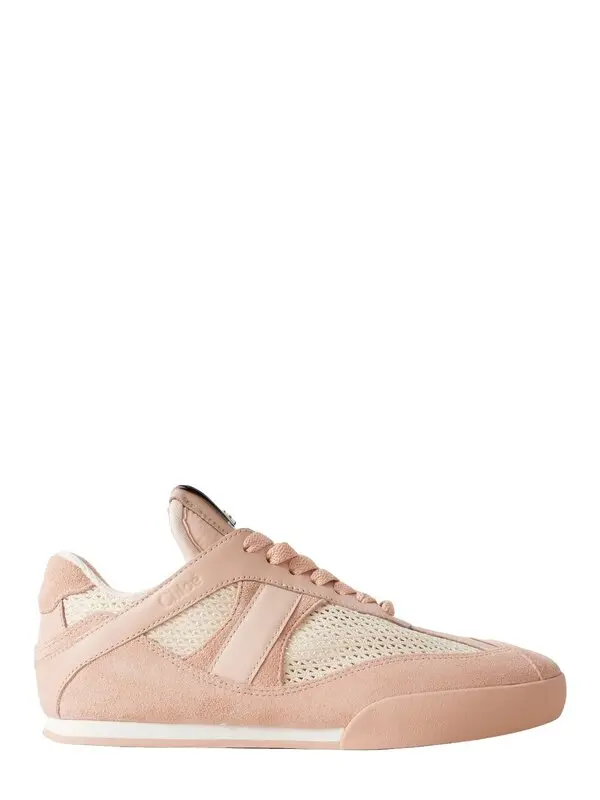 Chloé Kick Leather And Suede-trimmed Mesh Sneakers - Orange