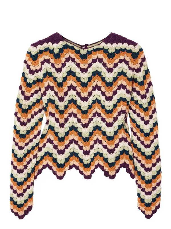 Escvdo Safi Pesca Crocheted Organic Cotton Top - Brown