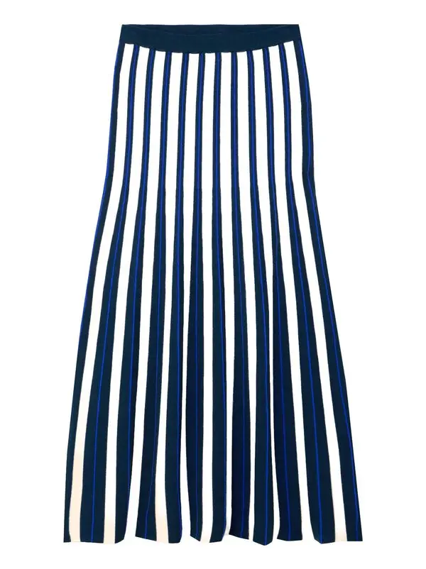 Escvdo Manglar Striped Knitted Organic Cotton Midi Skirt - Blue
