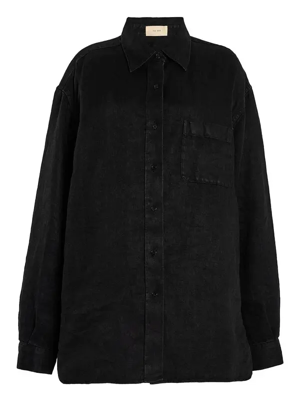 THE ROW Nesson Linen-denim Shirt - Black