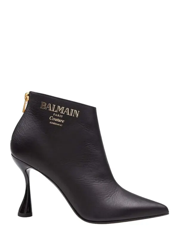 Balmain Leather Ankle Boots - Black
