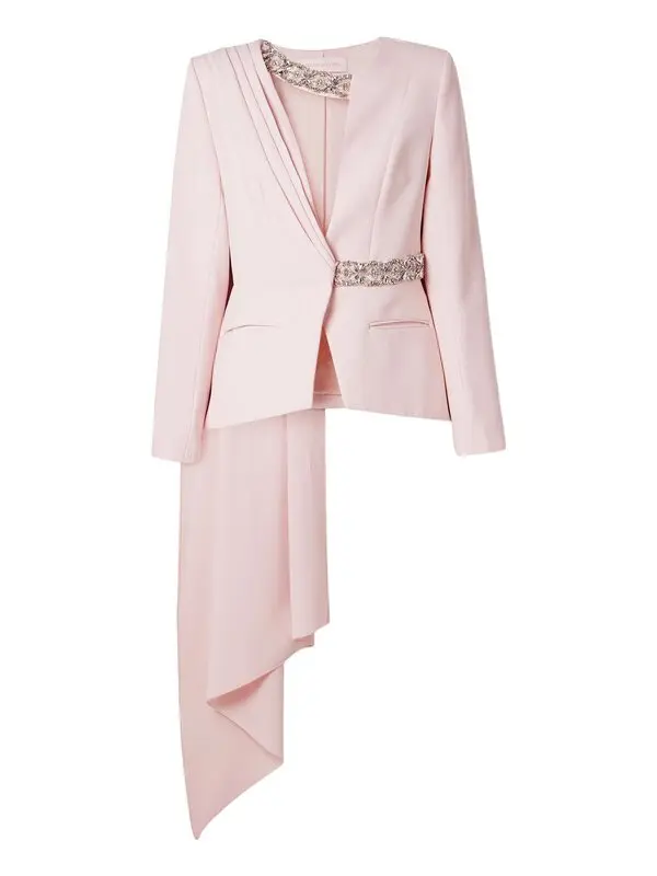 Sabina Bilenko Embellished Draped Crepe Jacket - Pink