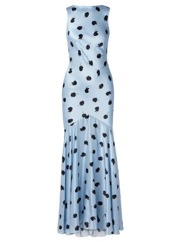 Nina Ricci Open-back Floral-print Maxi Dress - Blue