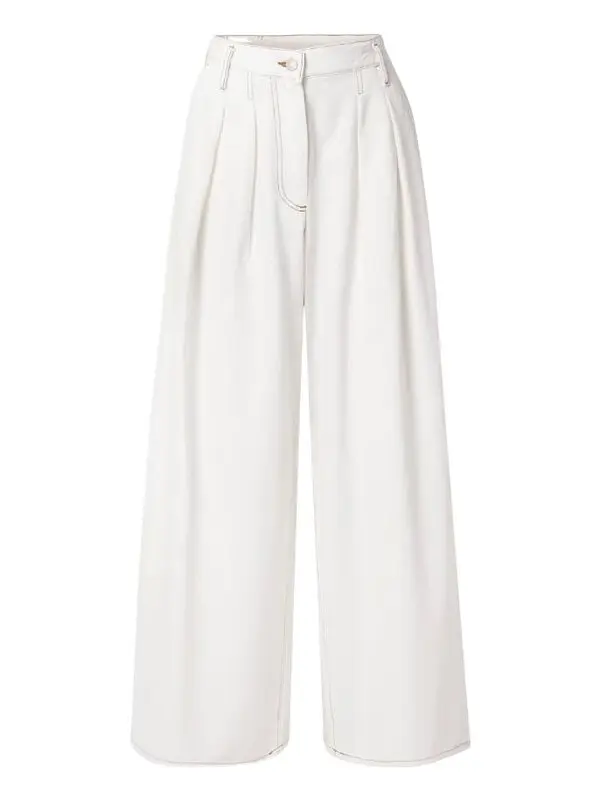 Dries Van Noten Pleated Wide-leg Pants - White
