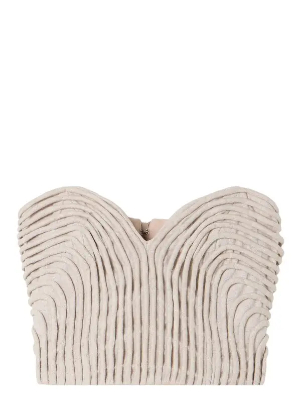 ANDRES OTALORA Prateek Embroidered Linen Corset Top - Off-white