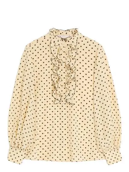 Valentino Garavani Long-sleeved Crepe De Chine Shirt With Plusdepois Print - Birch/black