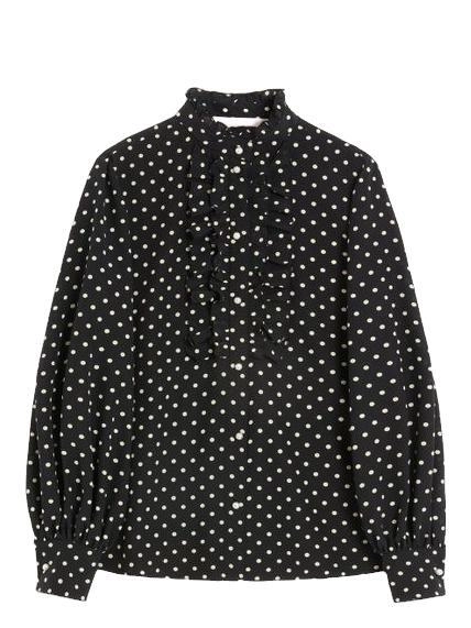Valentino Garavani Long-sleeved Crepe De Chine Shirt With Plusdepois Print - Black/birch