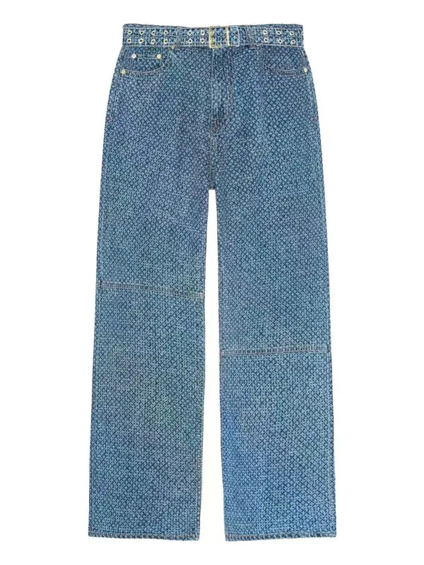 GANNI Belted Wide-leg Jeans - Blue