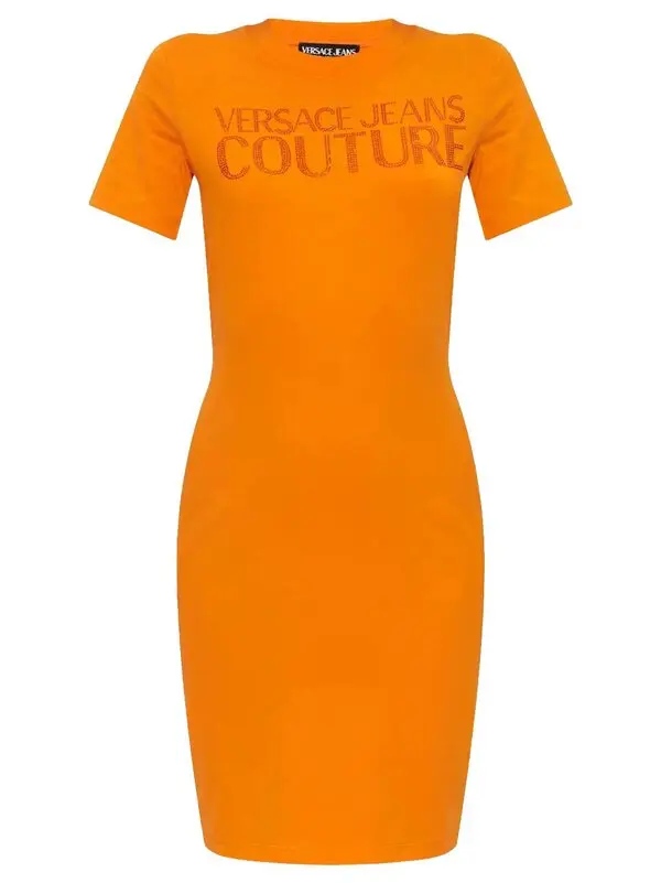 Versace Shimmer Appliqué Dress - Orange
