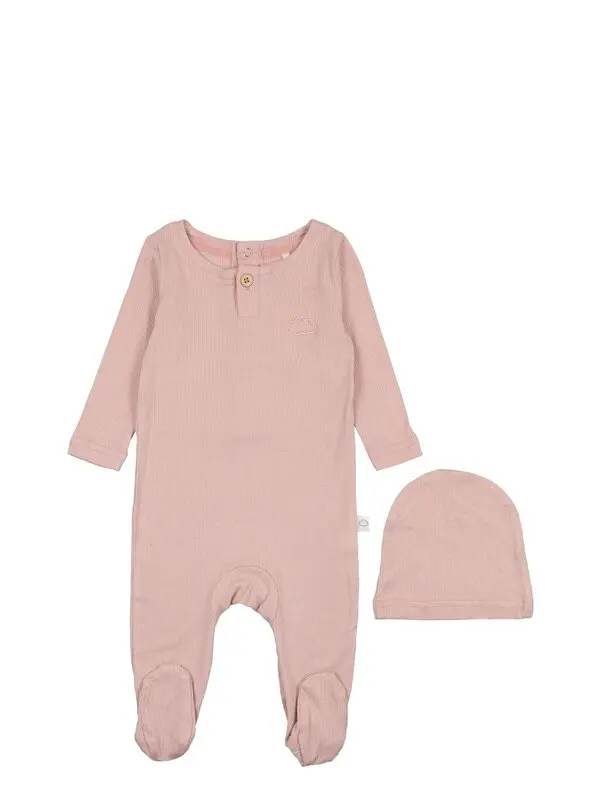 POUF Henley Footie And Hat Set - Blush