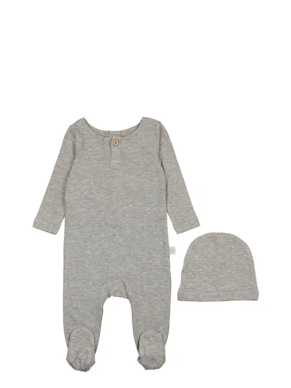 POUF Henley Footie And Hat Set - Grey