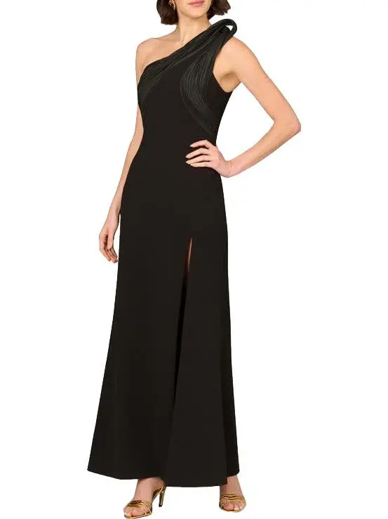 Adrianna Papell Crepe Mermaid Gown - Black