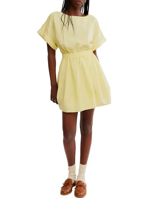 Free People Cotton Poplin Minidress - Lemondrop