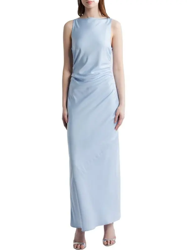 WAYF Isadora Open Back Cocktail Dress - Light Blue
