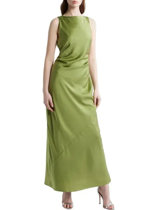 WAYF Isadora Open Back Cocktail Dress - Olive