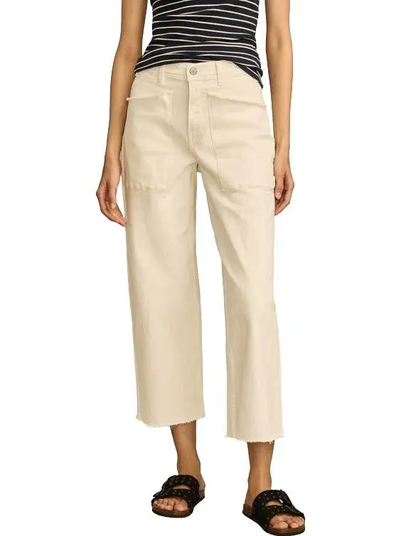 Lucky Brand Legend Raw Hem Crop Wide Leg Jeans - Bright White