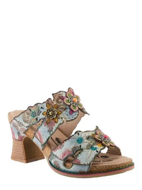 SPRING STEP SHOES Radiating Floral Sandals - Denim Multi