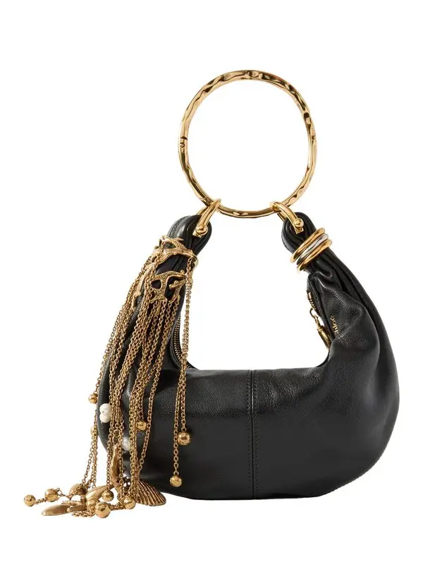 Chloé Bracelet Embellished Textured-leather Tote - Black