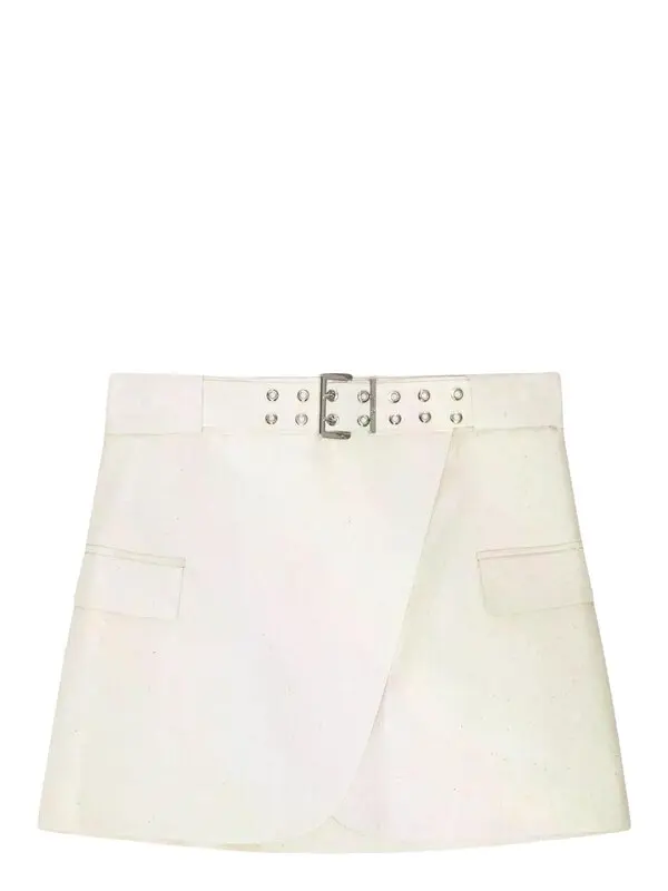 GANNI Belted Mini Skirt - Neutrals