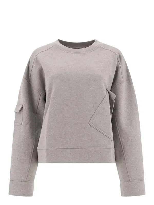 GANNI Heavy Terry Drop Shoulder Sweatshirt With Asymmetrical Pocket - Grey