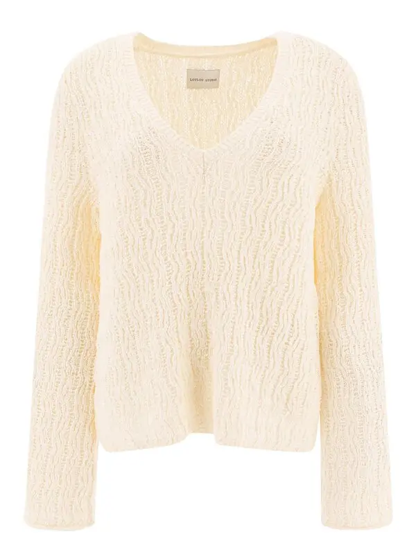 LOULOU STUDIO Komo V-neck Knit Sweater - White
