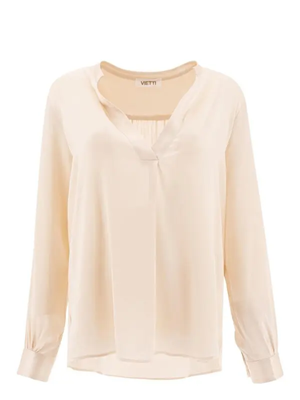 F.IT Long Sleeve Silk-blend Shirt - Beige