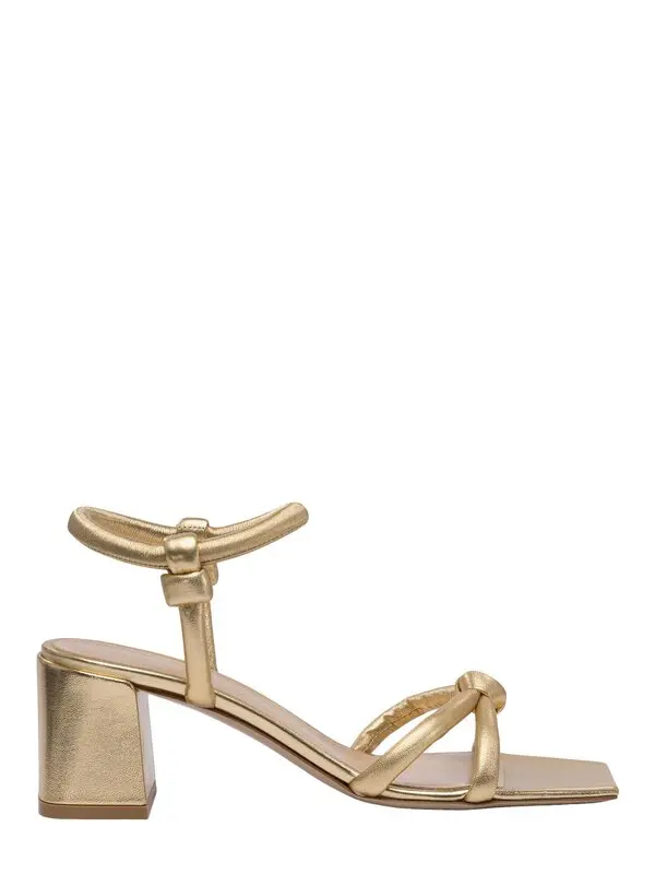 GIANVITO ROSSI Juno 55 Metallic Leather Heeled Sandals - Gold