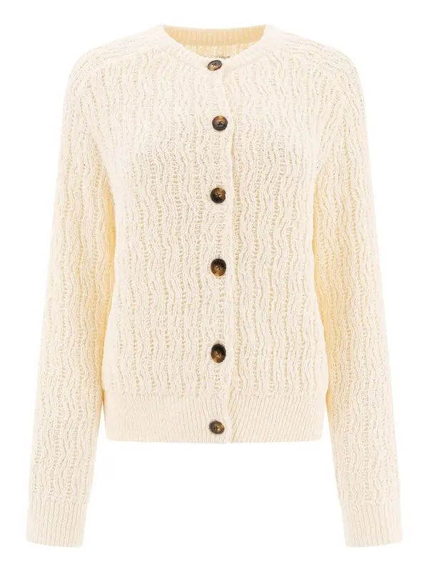 LOULOU STUDIO Sean' Bouclé Knit Cardigan - White