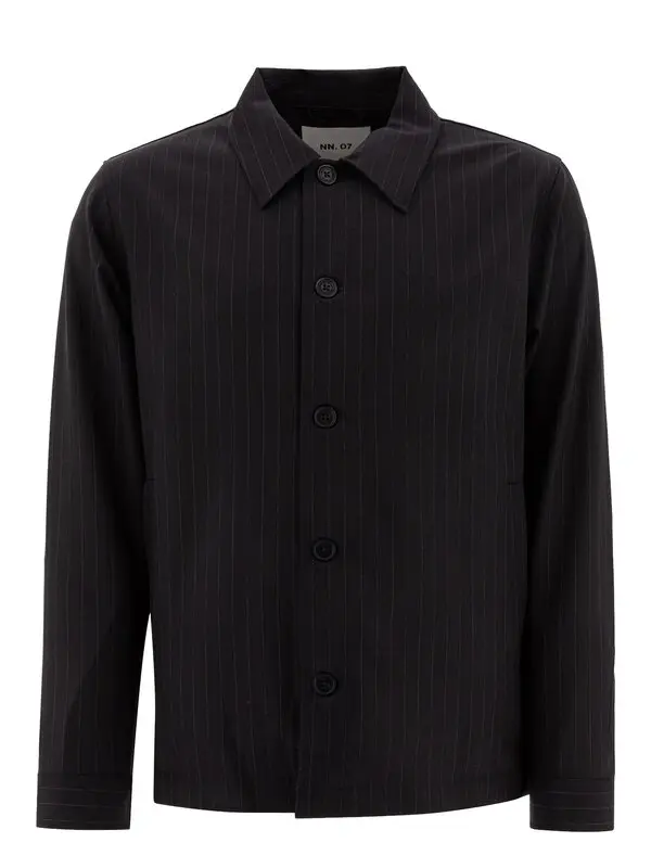 NN.07 Zander Pinstripe Overshirt - Blue