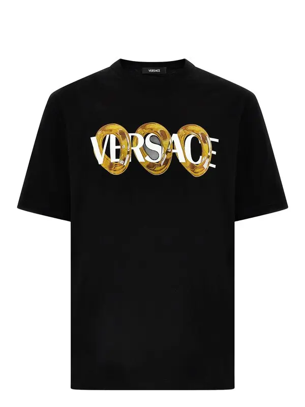 Versace Logo Print T Shirt - Black