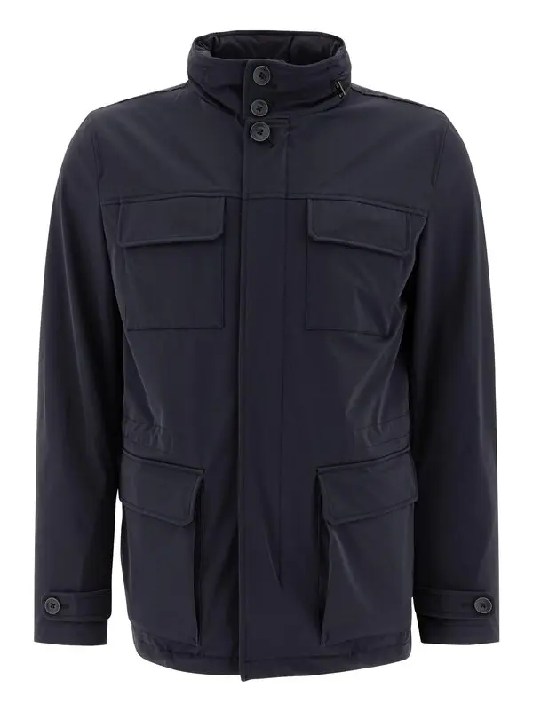 Herno Cashmere And Wool Field Jacket - Blue