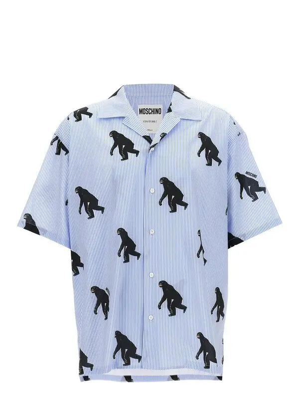 Moschino Scimpanzé Print Shirt - Light Blue