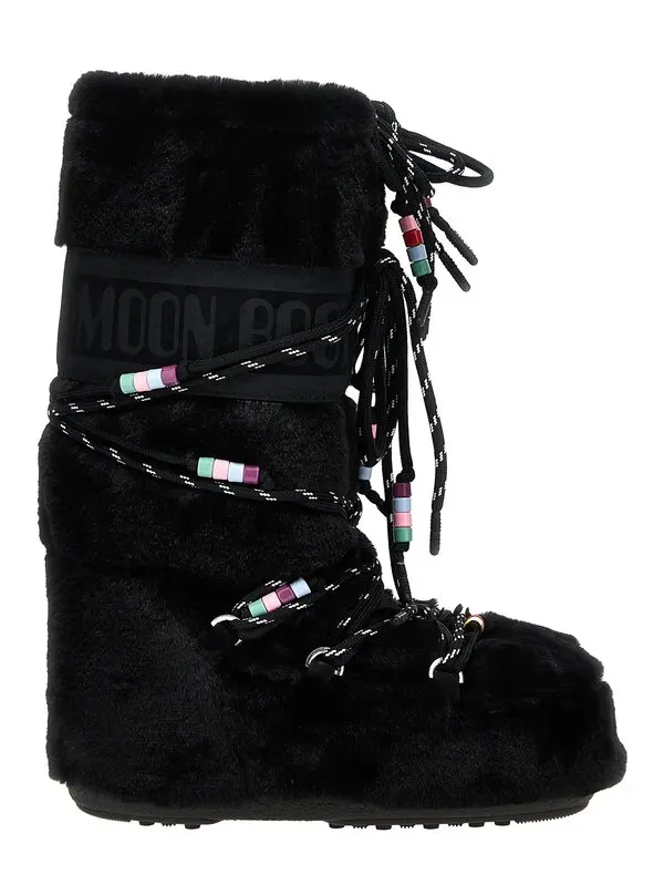 Moon Boot Icon Faux Fur Boots - Black