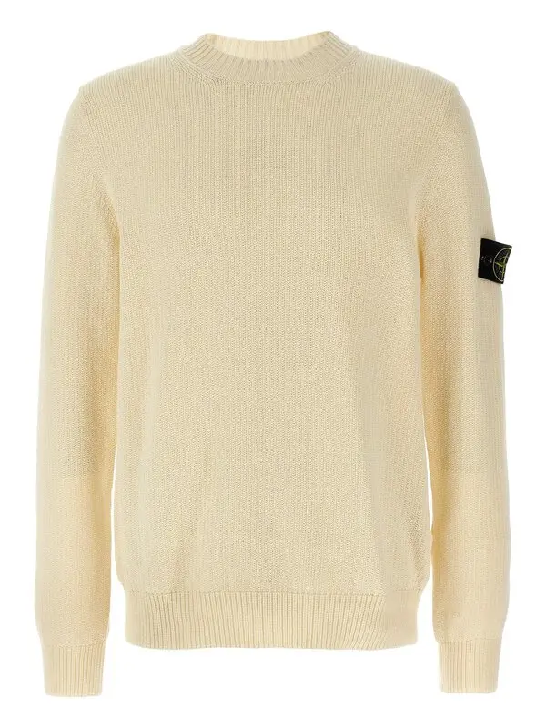 Stone Island Logo Badge Sweater - White