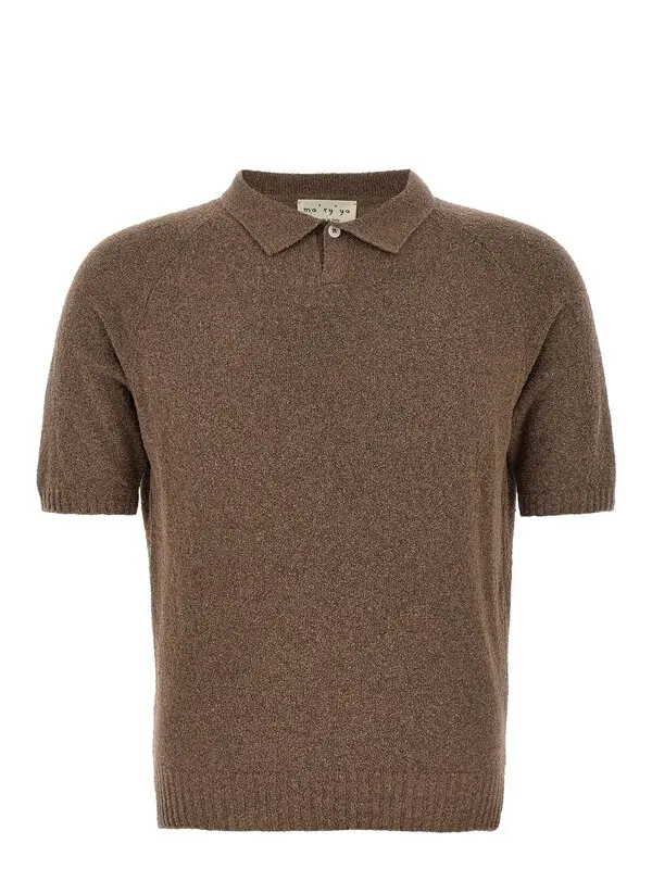 MA'RY'YA Bouclé Cotton Polo Shirt - Beige