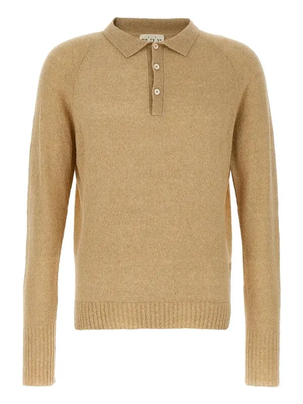 MA'RY'YA Bouclé Cotton Polo Shirt - Beige