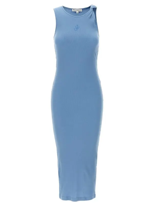 J.W.ANDERSON Logo Ribbed Dress - Light Blue