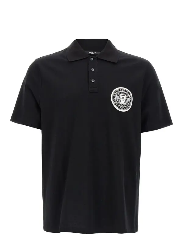 Balmain Coin' Polo Shirt - White/black