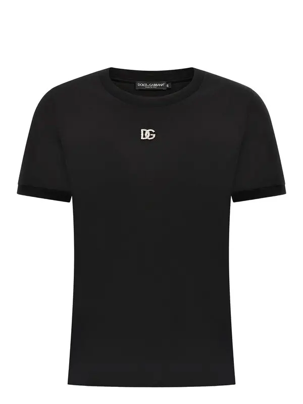 Dolce & Gabbana Rhinestone Logo T-shirt - Black