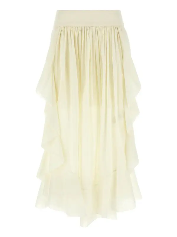 Zimmermann Acacia Ruffle' Long Cotton Skirt - White